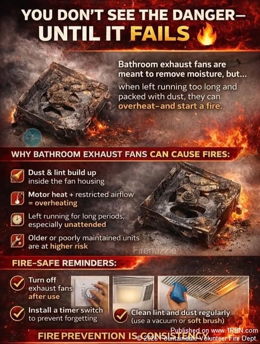 Bathroom Exhaust Fan Maintenance Helps Reduce Fire Risk