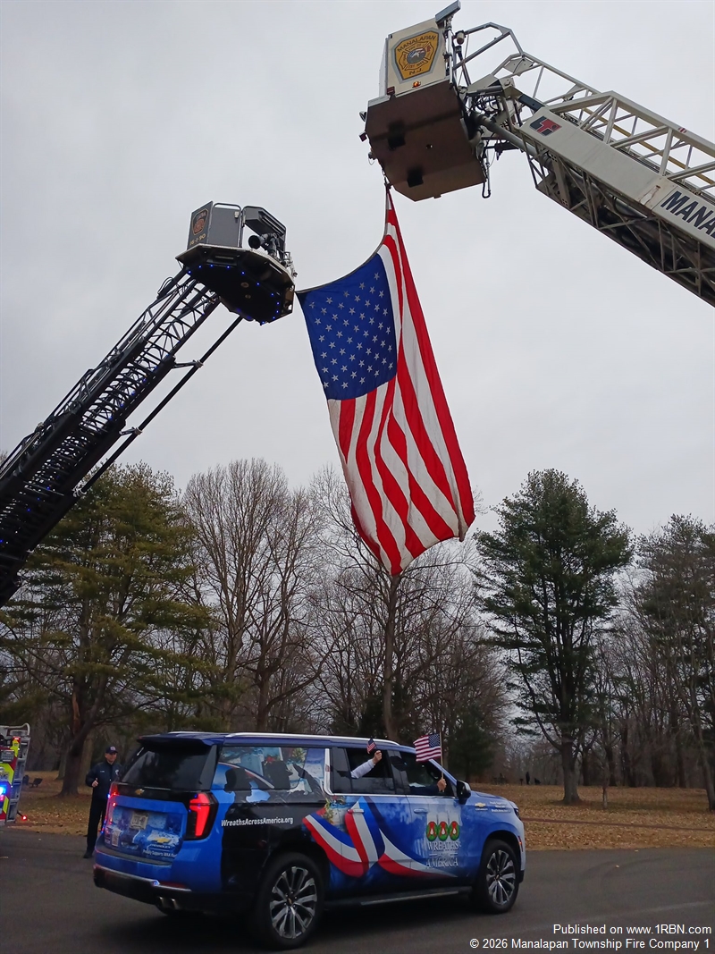 Ladder Truck Flag Display Honors Veterans at State Park