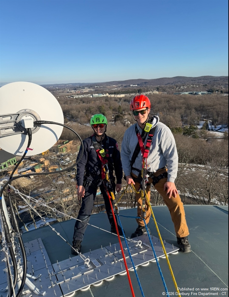 Danbury Fire Combines Tower Repair With High-Angle Rescue Training