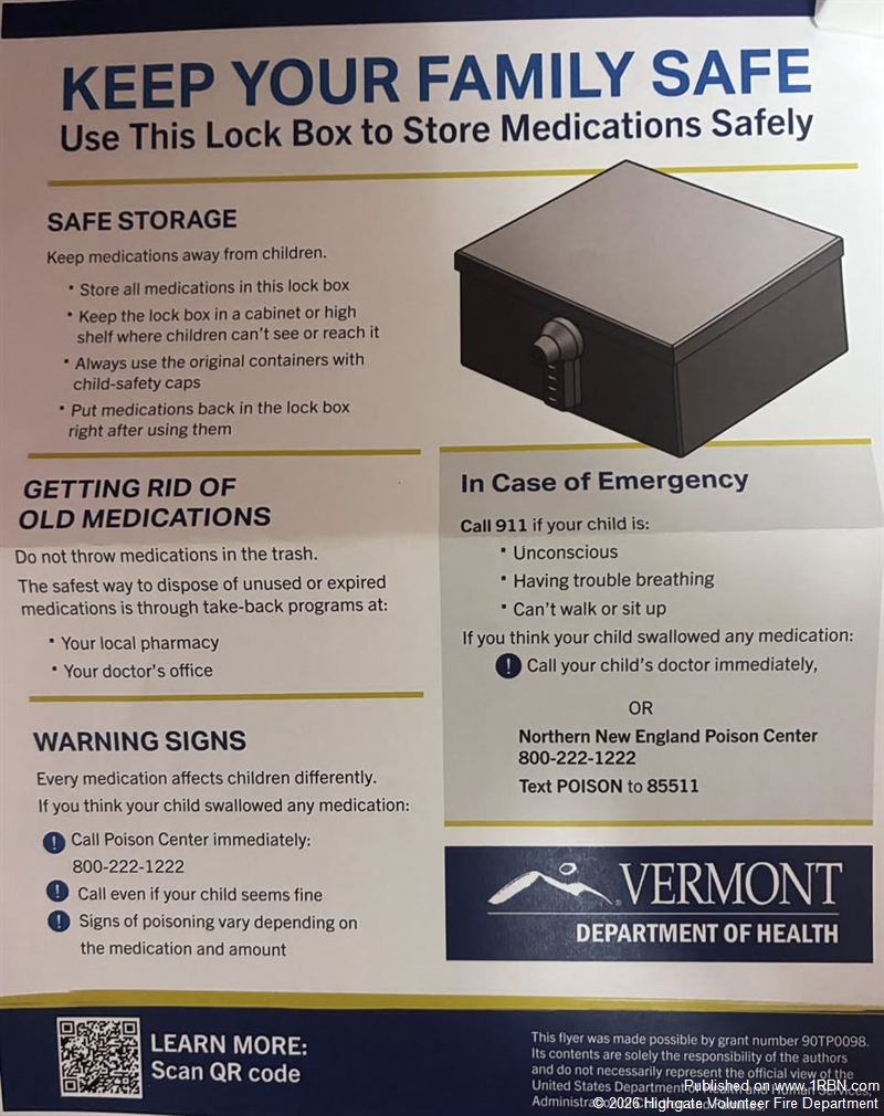 Highgate Fire Department Promotes Safe Medication Storage With ...