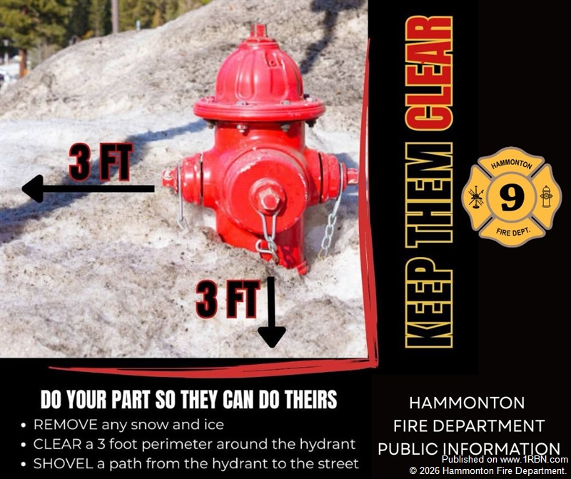 Hammonton Fire Department Advises Clearing Snow From Fire Hydrants