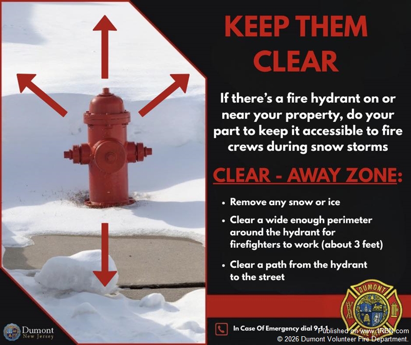 Winter Storm Reminder: Keep Fire Hydrants Clear in Dumont