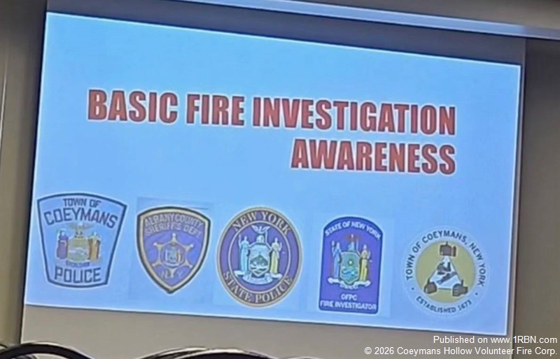 Coeymans Hollow Firefighters Host Fire Investigation Training
