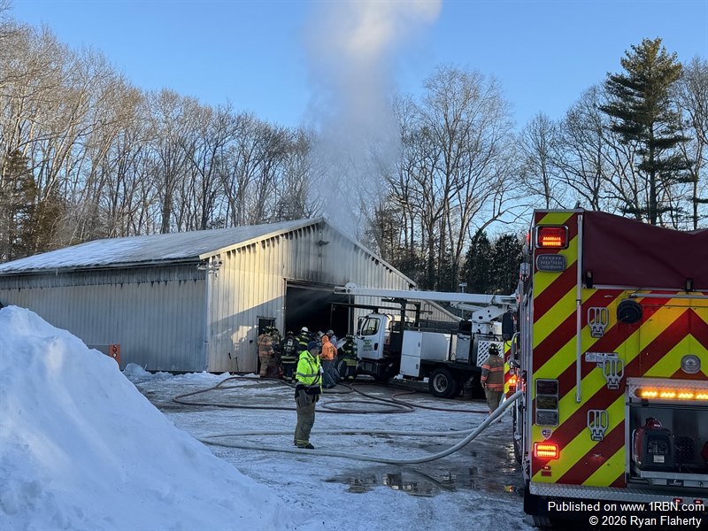 Skid Steer Fire Inside Griswold Garage