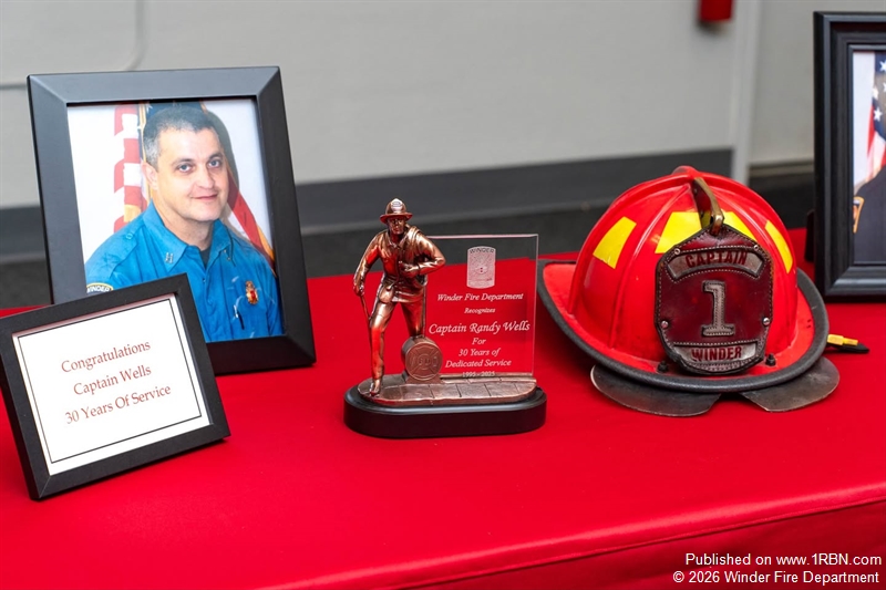 Winder Fire Department Honors Captain Randy Wells for 30 Years of Service