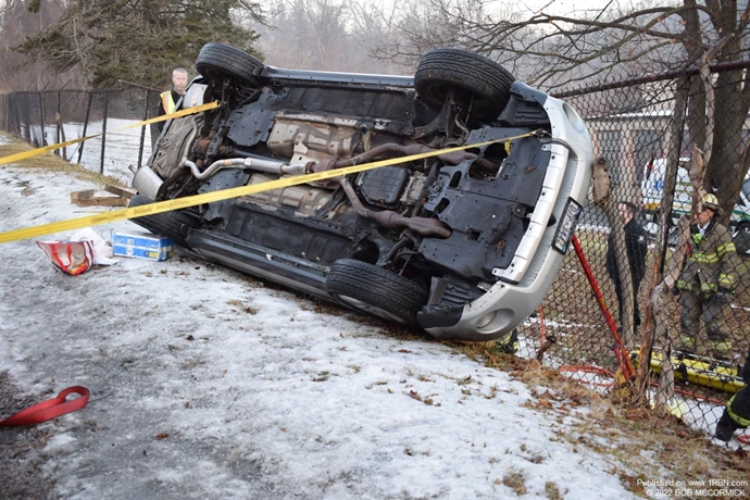 Driver Extricated From One Car Rollover In Newburgh