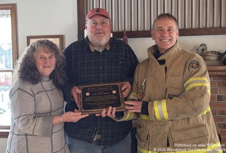 Woodstock Fire Association Presents Appreciation Award