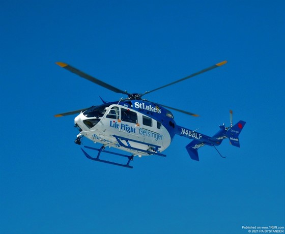 Geisinger Life Flight 6 landing at a scene call