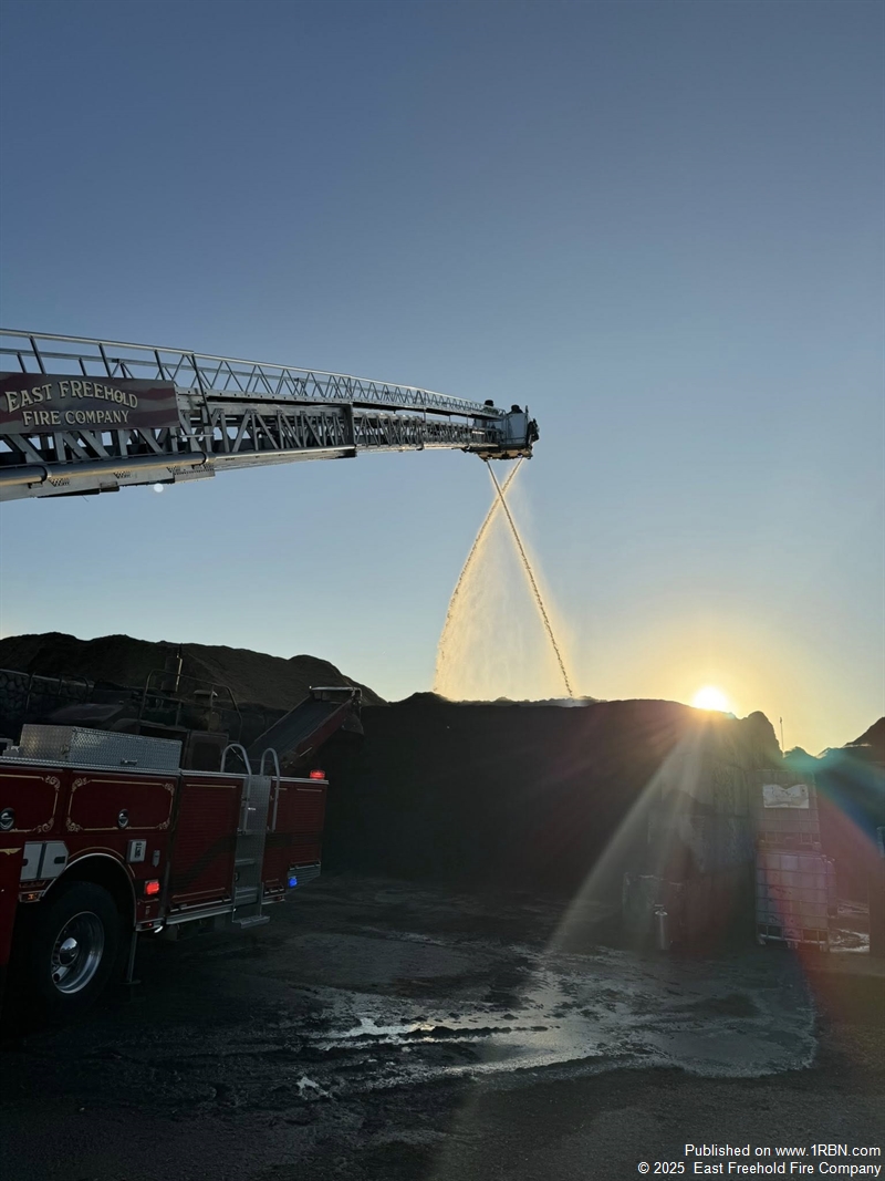 East Freehold Fire Company Responds to Mulch Fire at Freehold Cartage Inc.