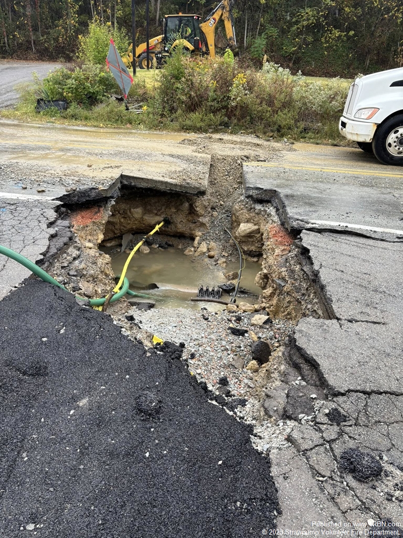 Roadway Collapse Closes Arona Road; Fire Crews Handle Traffic Control