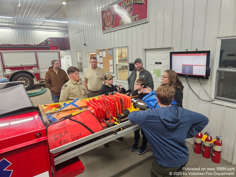 Ira Fire Department Hosts Scouts for First Aid and Fire Safety Night.