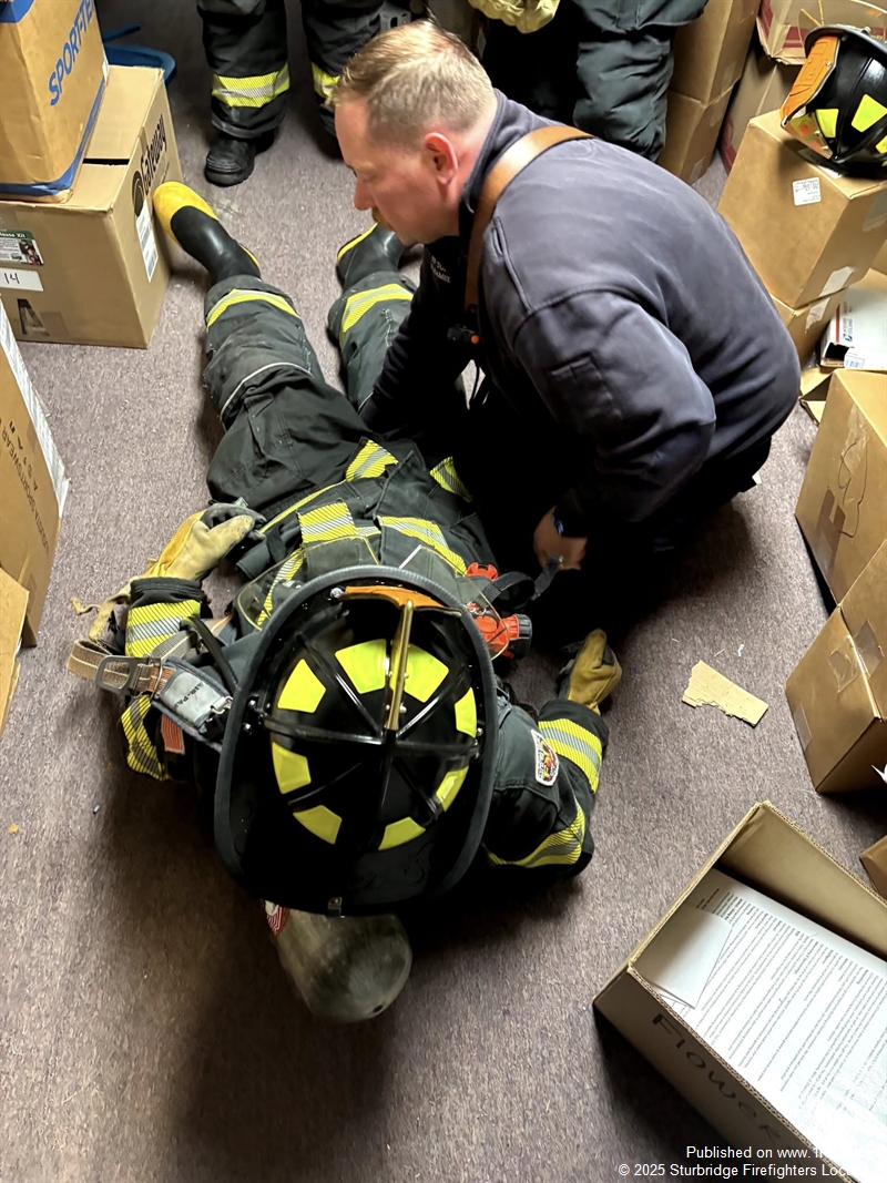 Sturbridge Firefighters Hone RIT Skills During Night Drill.