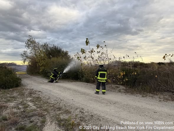 Long Beach FD Assists at Brush Fire Off Lido Boulevard.
