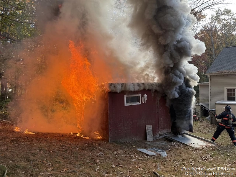Nashua Fire Rescue Responds to Shed Fire on Searles Road