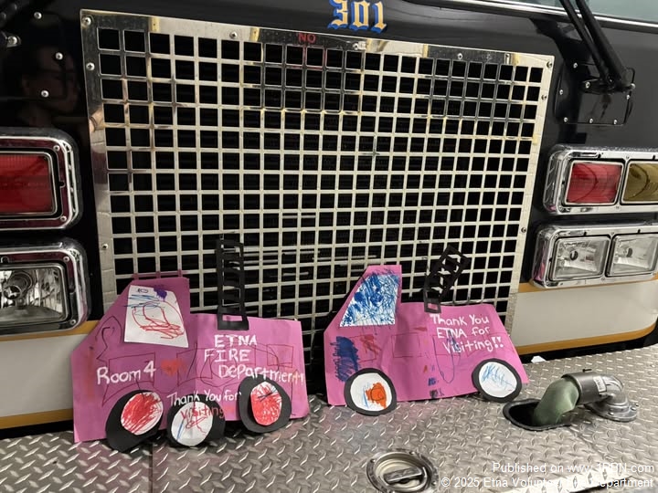 Etna Firefighters Visit Casey School for Fire Safety Program.