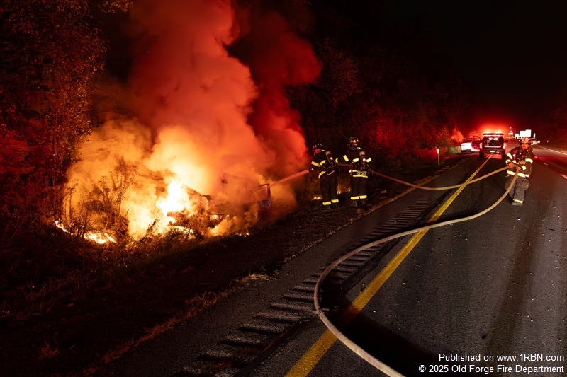 Multi-Vehicle Crash with Fire Stops Traffic on I-81.