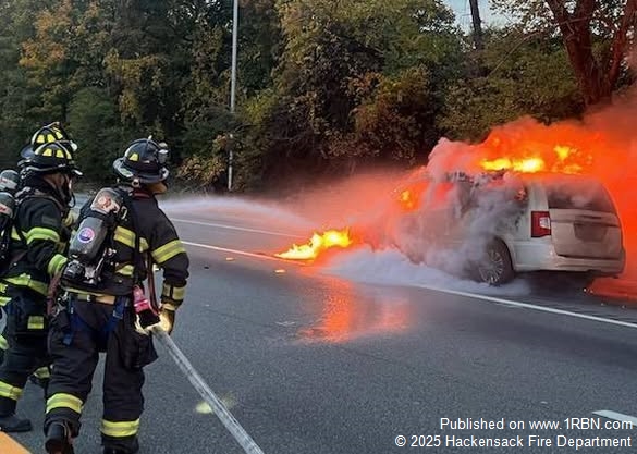Hackensack Fire Department Extinguishes Car Fire on Route 80 East