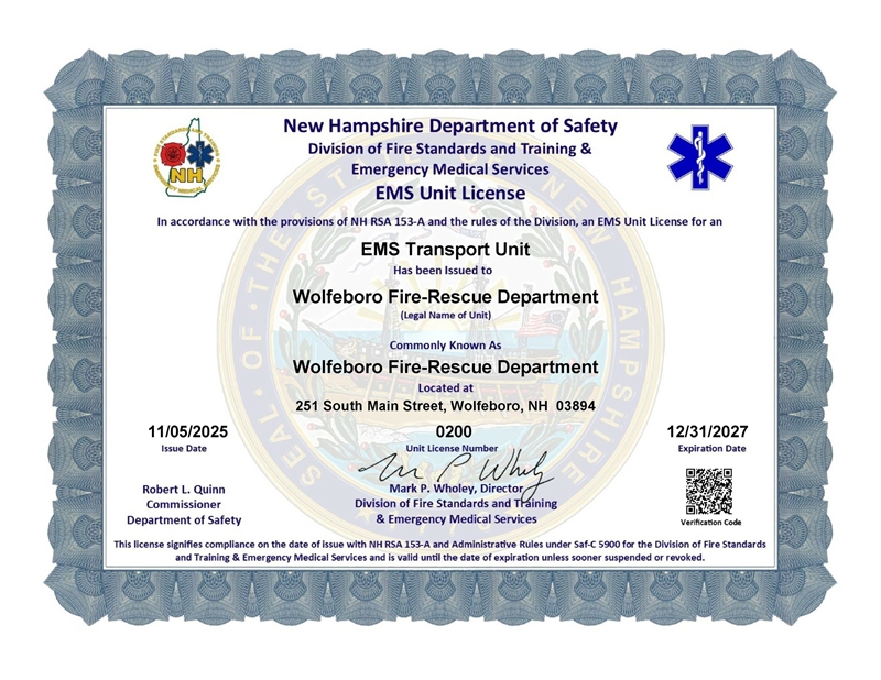 EMS Transport Capability Moves Forward in Wolfeboro