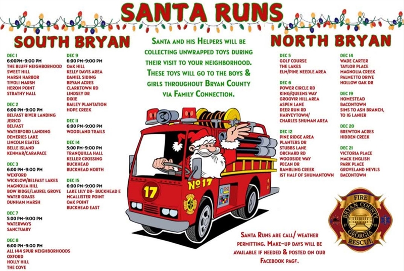Bryan County Fire & Rescue Announces Start of 2025 Santa Run Season