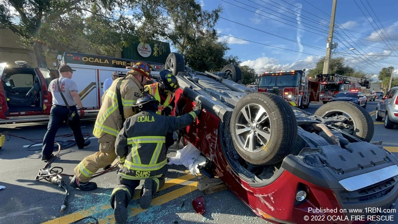 Driver Extricated After Collision Resulting In Rollover In Ocala