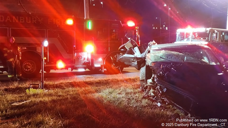 Danbury Fire Locates Injured Driver After Vehicle Strikes Tree